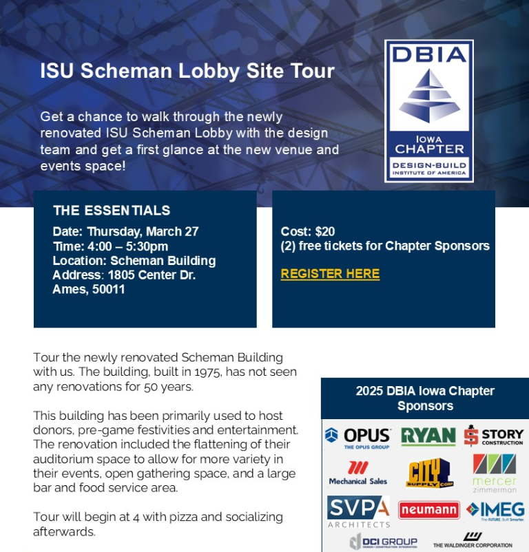 Iowa | ISU Scheman Lobby Site Tour – DBIA-MAR